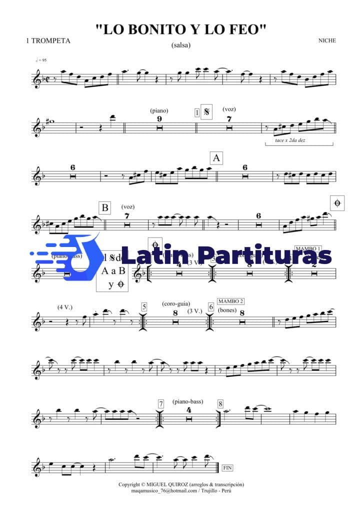 Grupo Niche - Lo Bonito Y Lo Feo - Latin Partituras