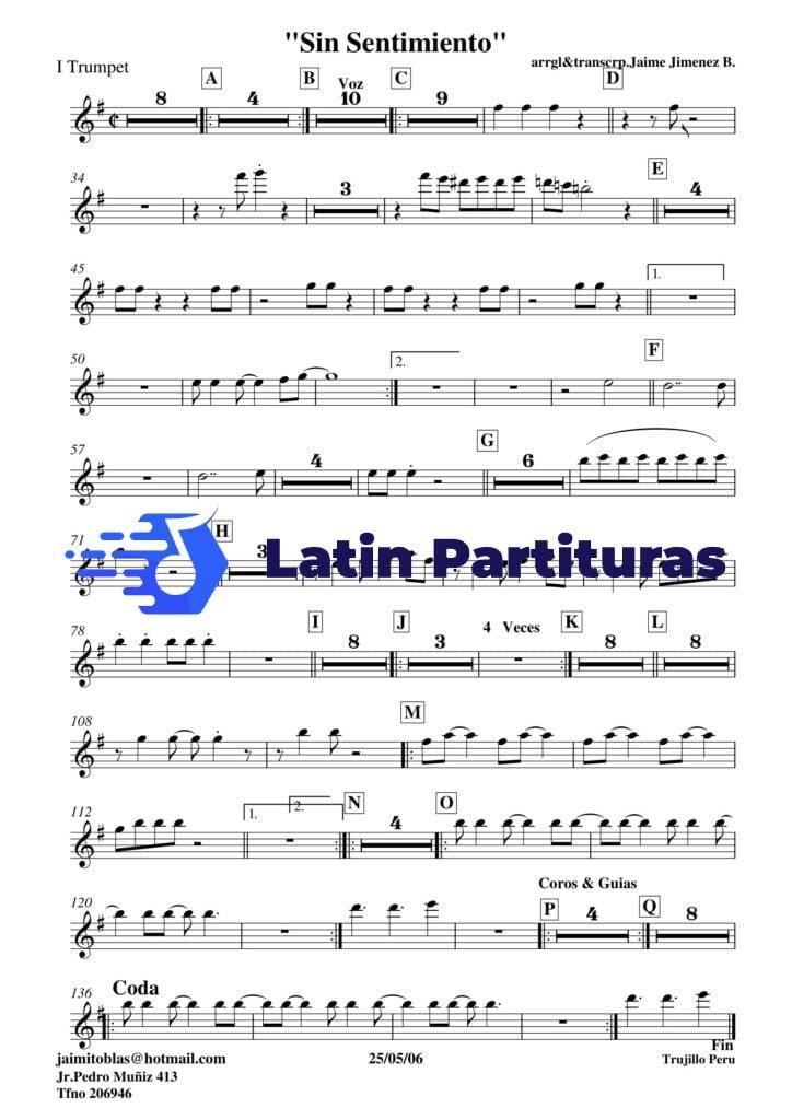 Grupo Niche - Sin Sentimiento - Latin Partituras