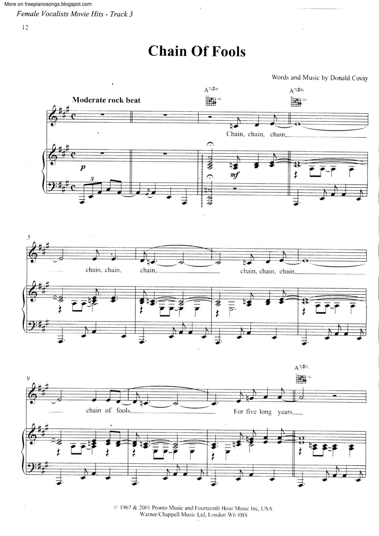 Aretha Franklin - Chain Of Fools - Latin Partituras