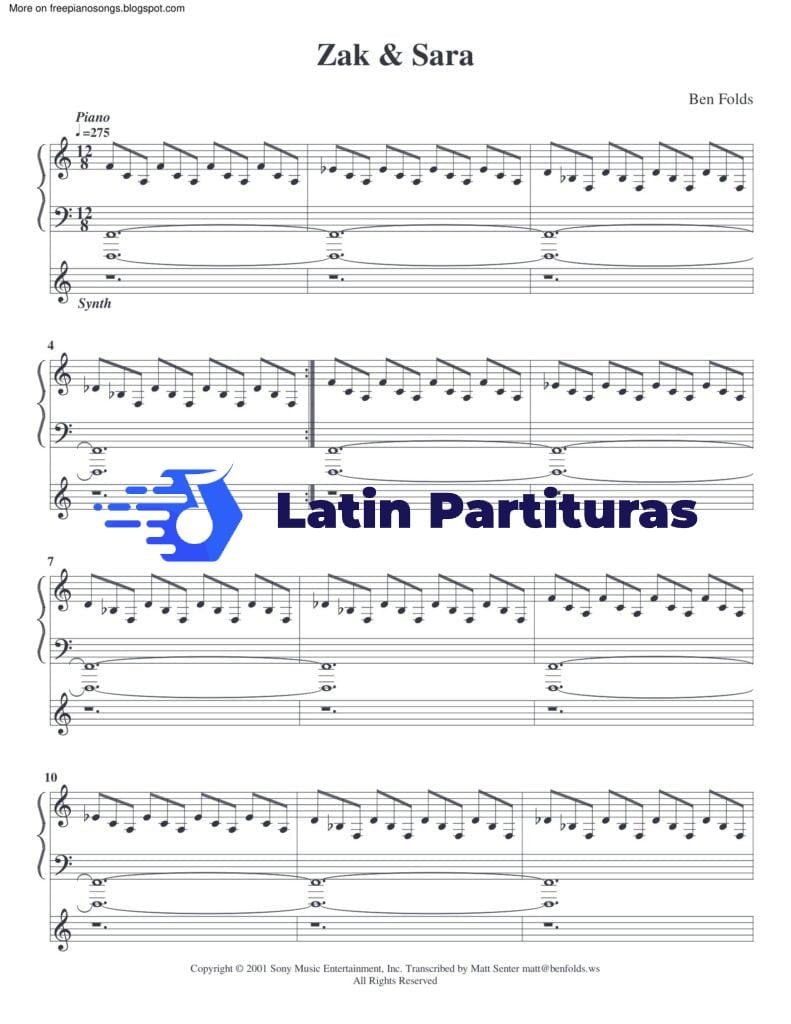 Ben Folds - Zak And Sara - Latin Partituras