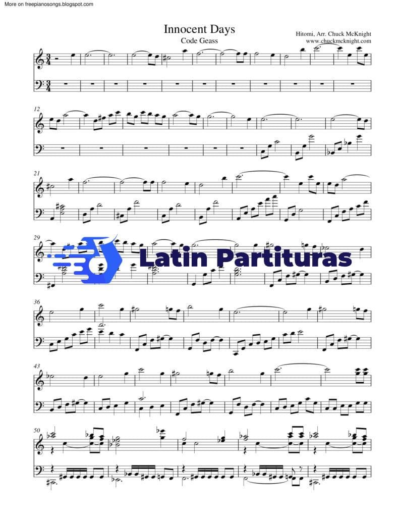 Code Geass - Innocent Days - Hitomi - Latin Partituras