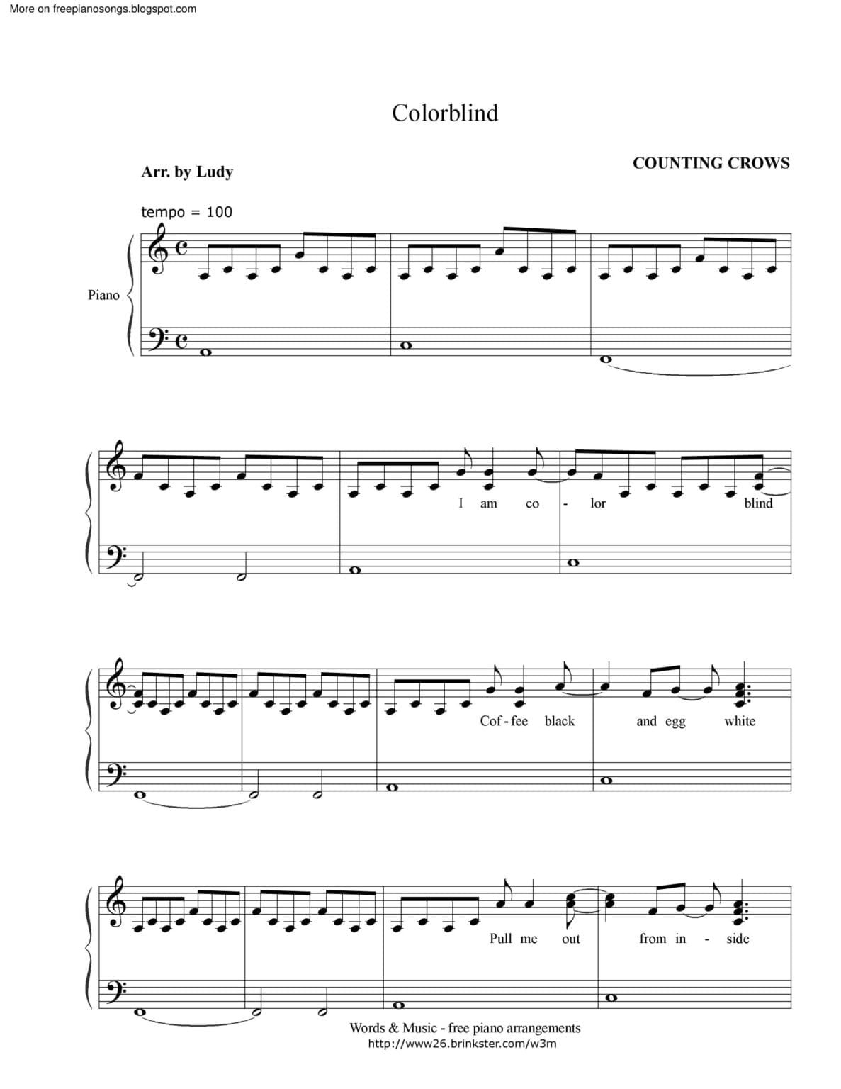 Countingcrows - Colorblind - Latin Partituras