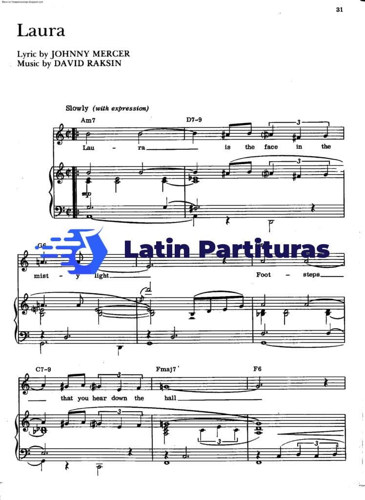 David Raksin - Laura - Latin Partituras