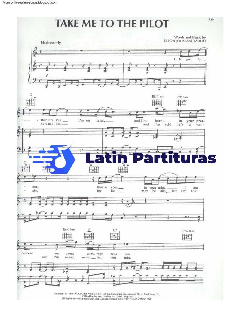 Elton John - Take Me To The Pilot - Latin Partituras