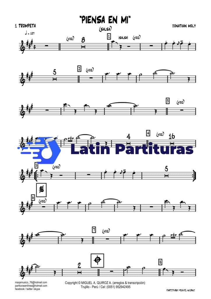 Jhonathan Moly - Piensa En Mi - Latin Partituras