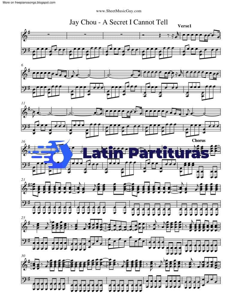 Jay Chou - A Secret I Cannot Tell - Latin Partituras