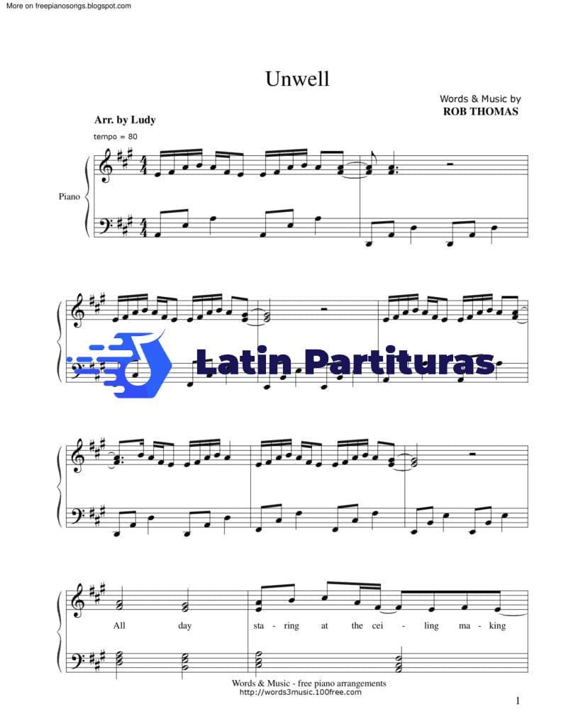 Matchbox20 - Unwell - Latin Partituras