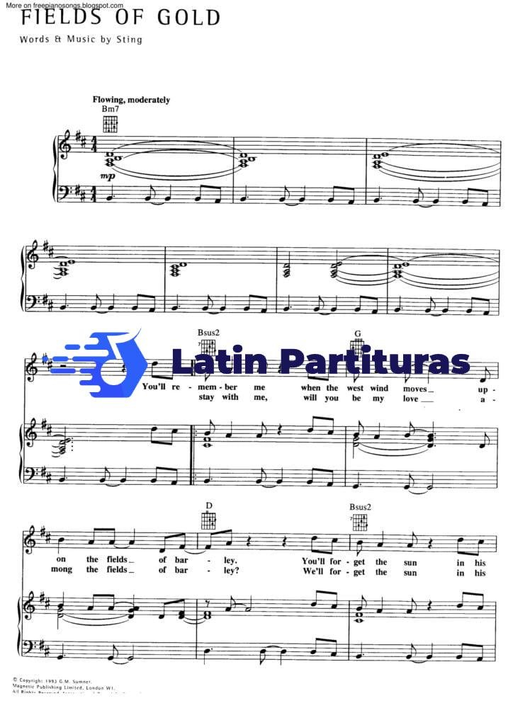 Sting - Fields Of Gold - Latin Partituras Sting - Fields Of Gold - Latin Partituras