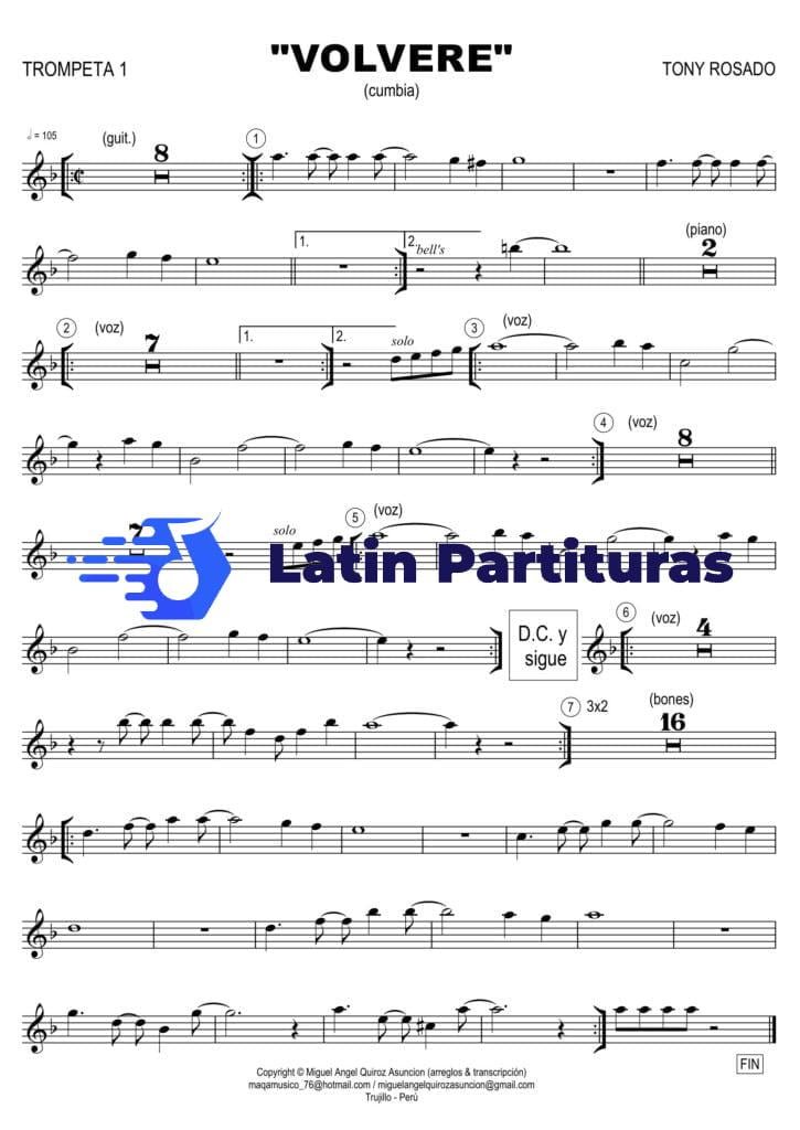 Tony Rosado - Volvere - Latin Partituras