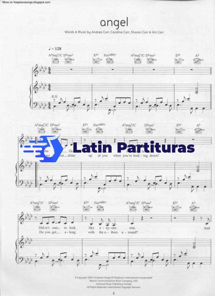 The Corrs - Angel - Latin Partituras