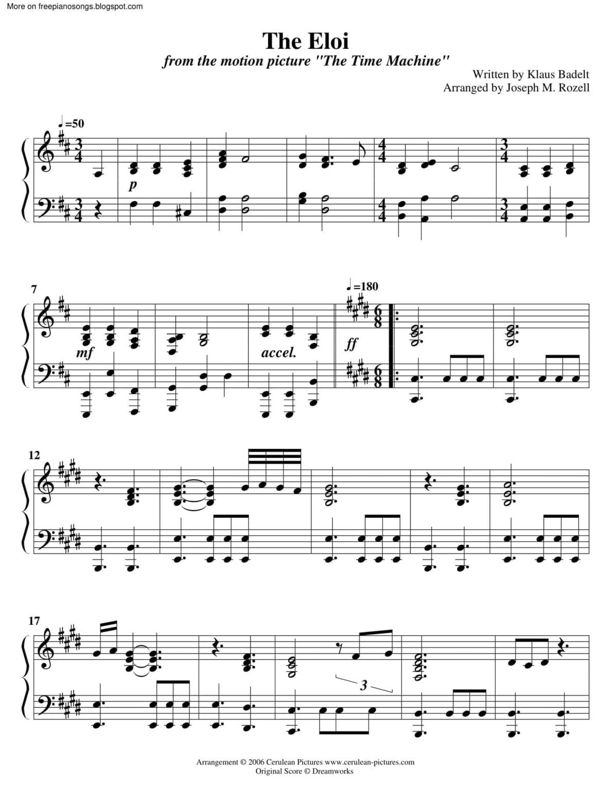 The Time Machine - The Eloi - Klaus Badelt - Latin Partituras