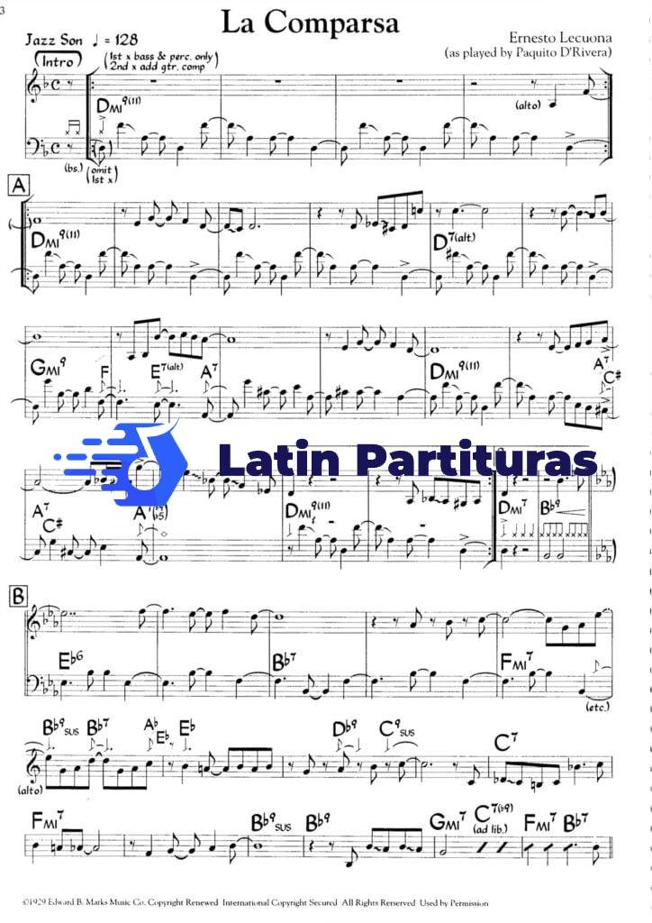 La Comparsa - Paquito D'Rivera - Latin Partituras