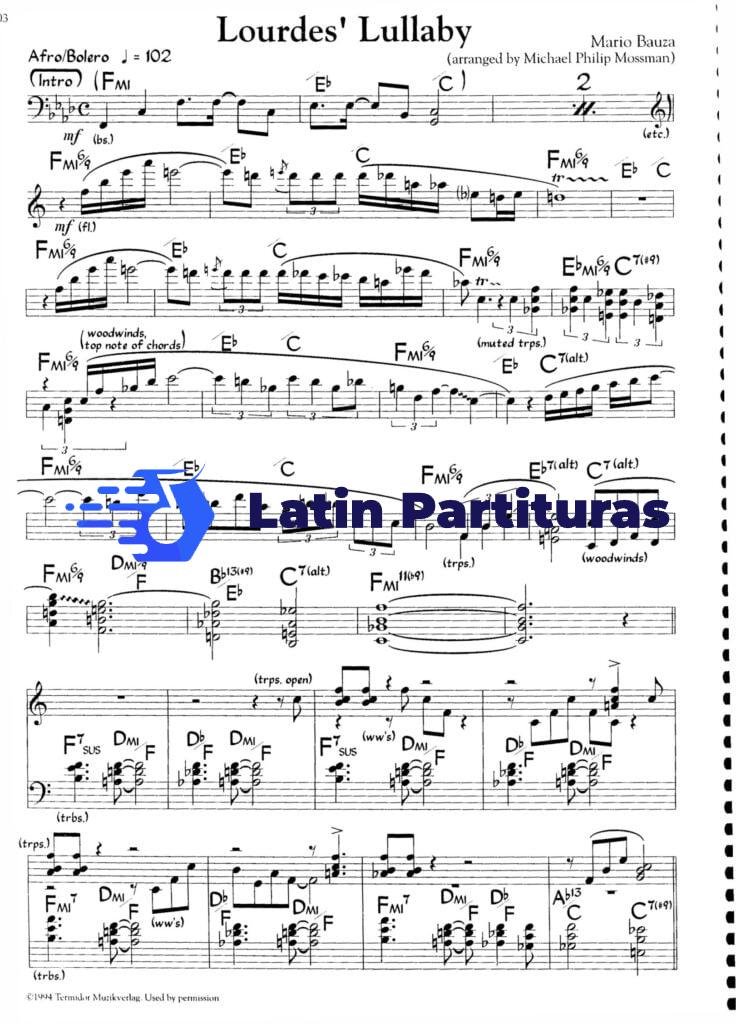 Lourdes' Lullaby - Mario Bauza - Latin Partituras