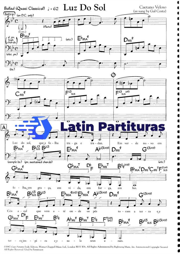 Luz Do Sol - Gal Costa - Latin Partituras