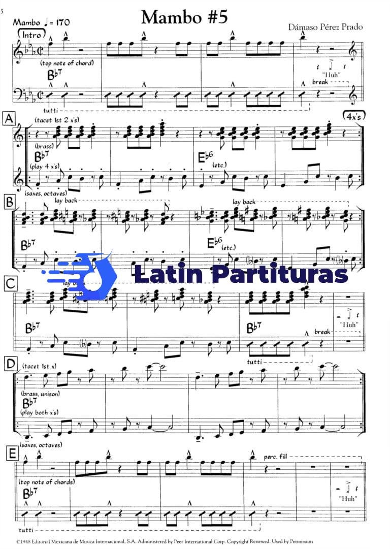 Mambo #5 - Pérez Prado - Latin Partituras